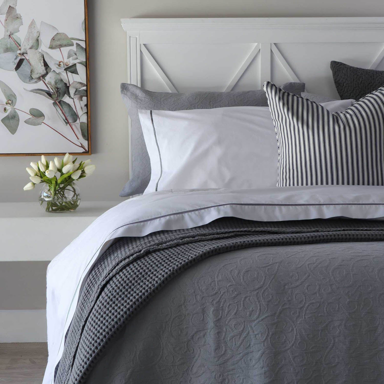 Linensmith Freya Smoke Grey Bedspread Set | The Bedspread Shop